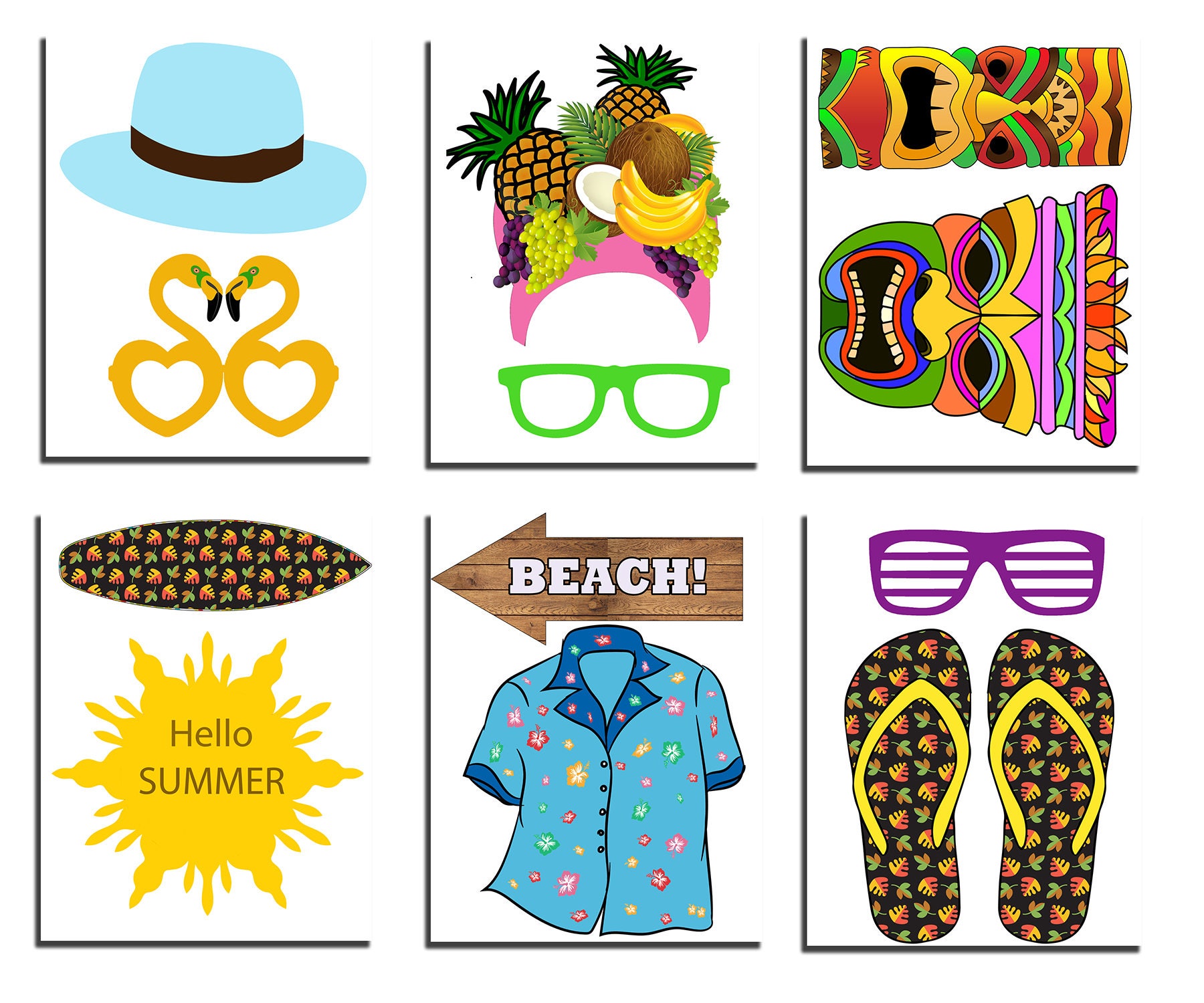 Luau Photo Booth Props: 37 Printable Hawaiian Party Props (digital ...