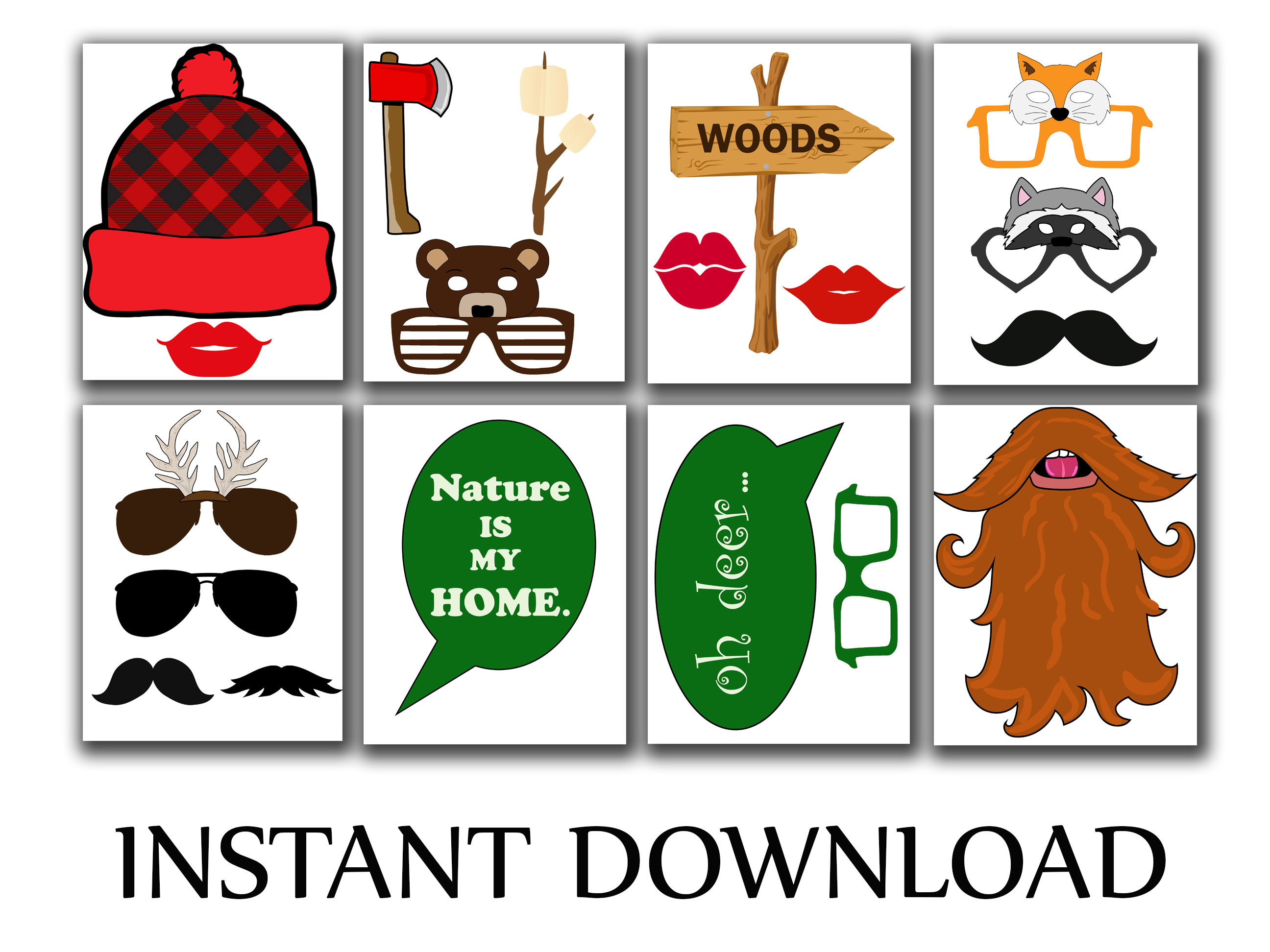 Woodland Party Photo Booth Props: woodland Birthday Printable PDF ...