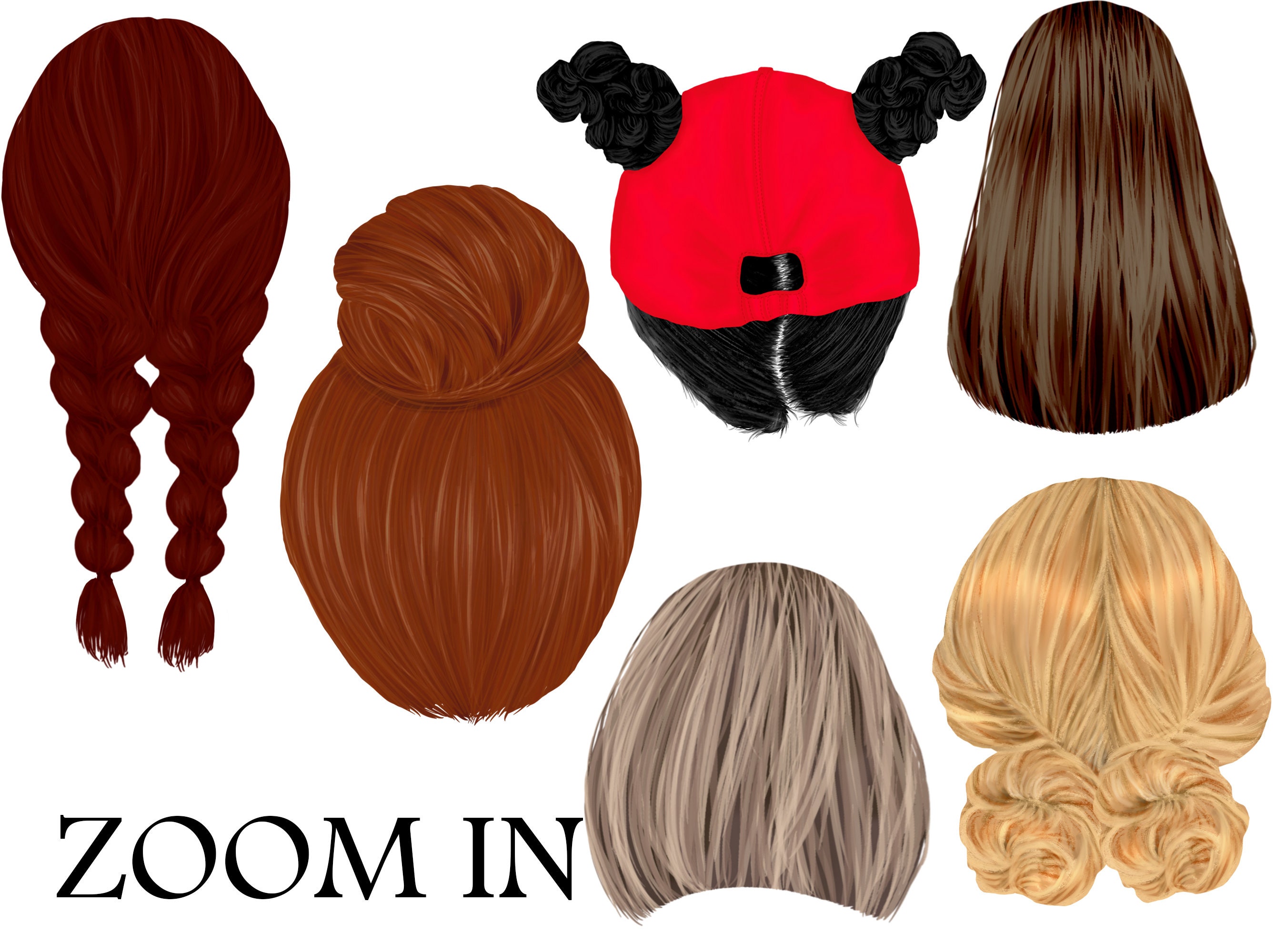 Hairstyles Clipart, Girls Hair Clipart, Hair Clip Art, Womans Hair ...
