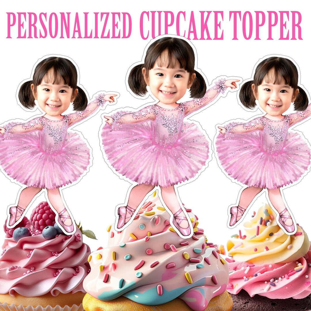 Ballerina Cupcake Topper, Personalized Ballerina Face Cupcake Topper ...