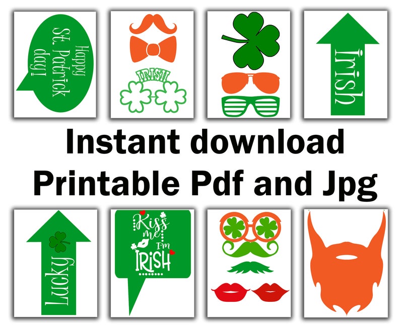 St. Patrick's Day Photo Booth Props: irish PHOTO Props Irish Party ...