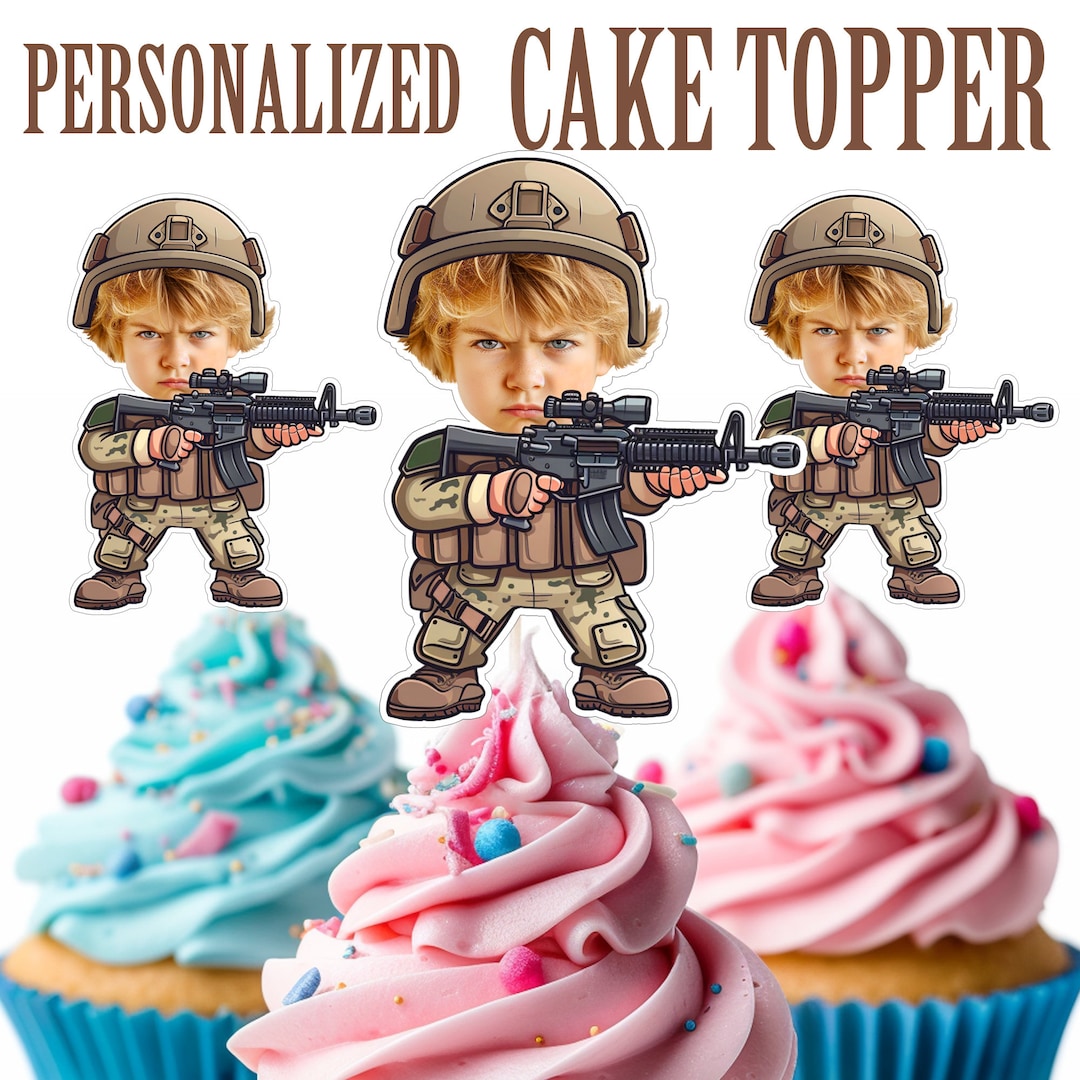 Soldier Cupcake Topper, Personalized Soldier Face Cupcake Topper ...