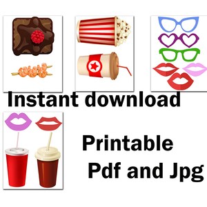 Food Photo Booth Props: 38 Piece Party Set (digital Download) - Etsy