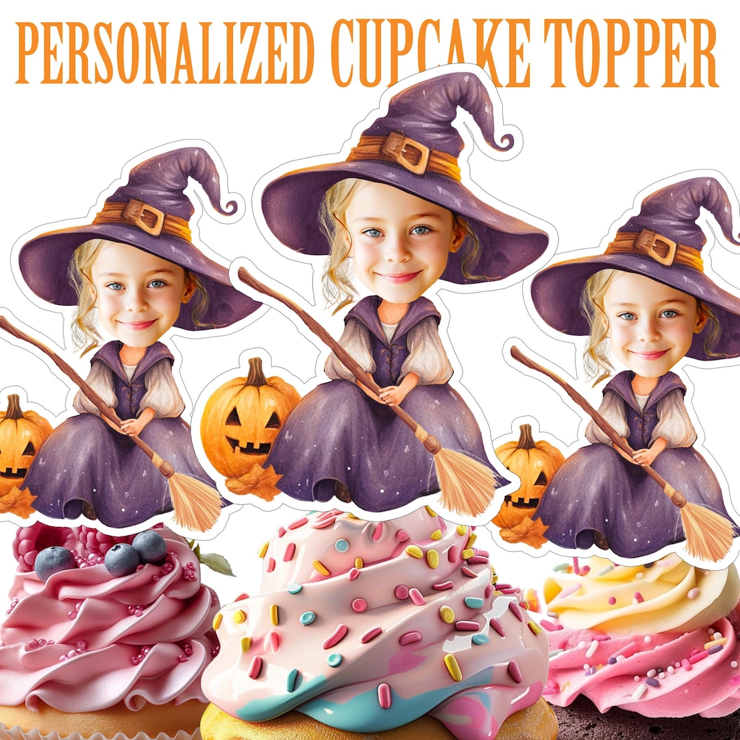 Halloween Witch Cupcake Topper, Personalized Haloween Cupcake Topper ...