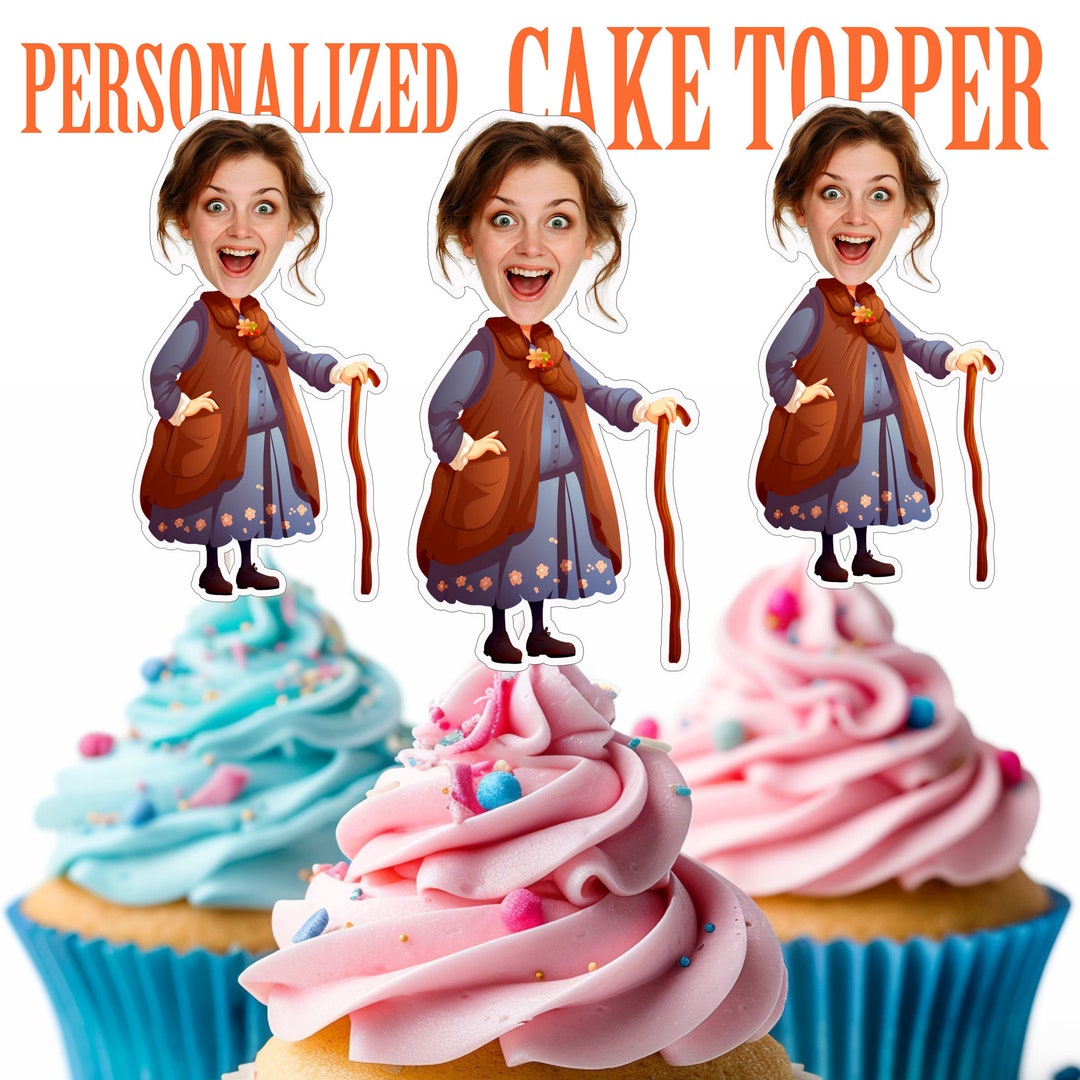 Personalized Grandma Face Cupcake Topper: Birthday Party Decor (digital ...