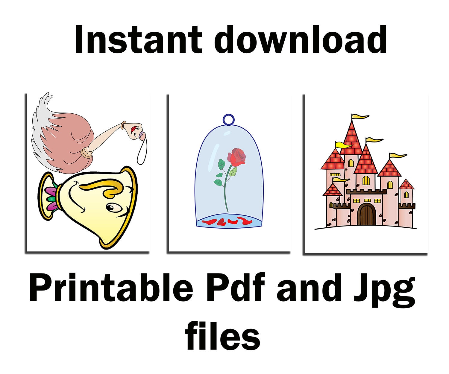 Beauty and the Beast Photo Booth Props: Party Printables (digital ...