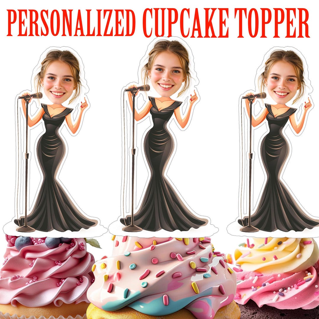 Personalized Singer Photo Cupcake Topper: Custom Music Birthday ...