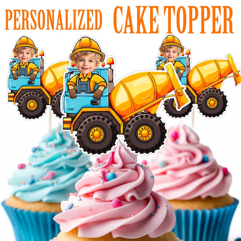 Mixer Truck Head Cupcake Topper Personalized Cement Truck Driver Face ...