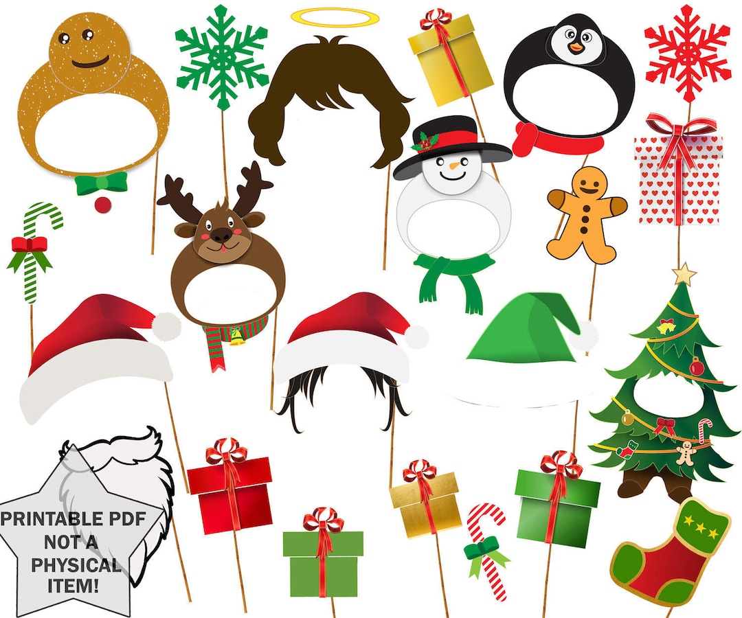 Christmas Photo Booth Props: christmas PARTY Props Christmas Photobooth ...