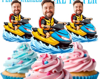 Car Driver Cupcake Topper, Personalized Car Driver Face Cupcake Topper ...