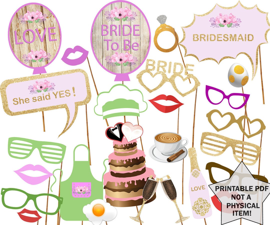 Printable Bridal Shower Photo Booth Props Bride Photobooth - Etsy