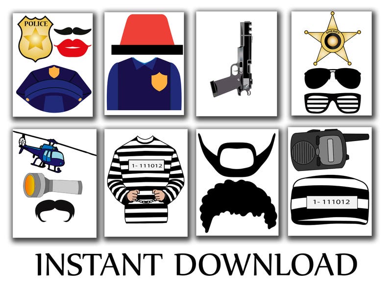 Printable Police Robber Photo Booth Props: police - Etsy