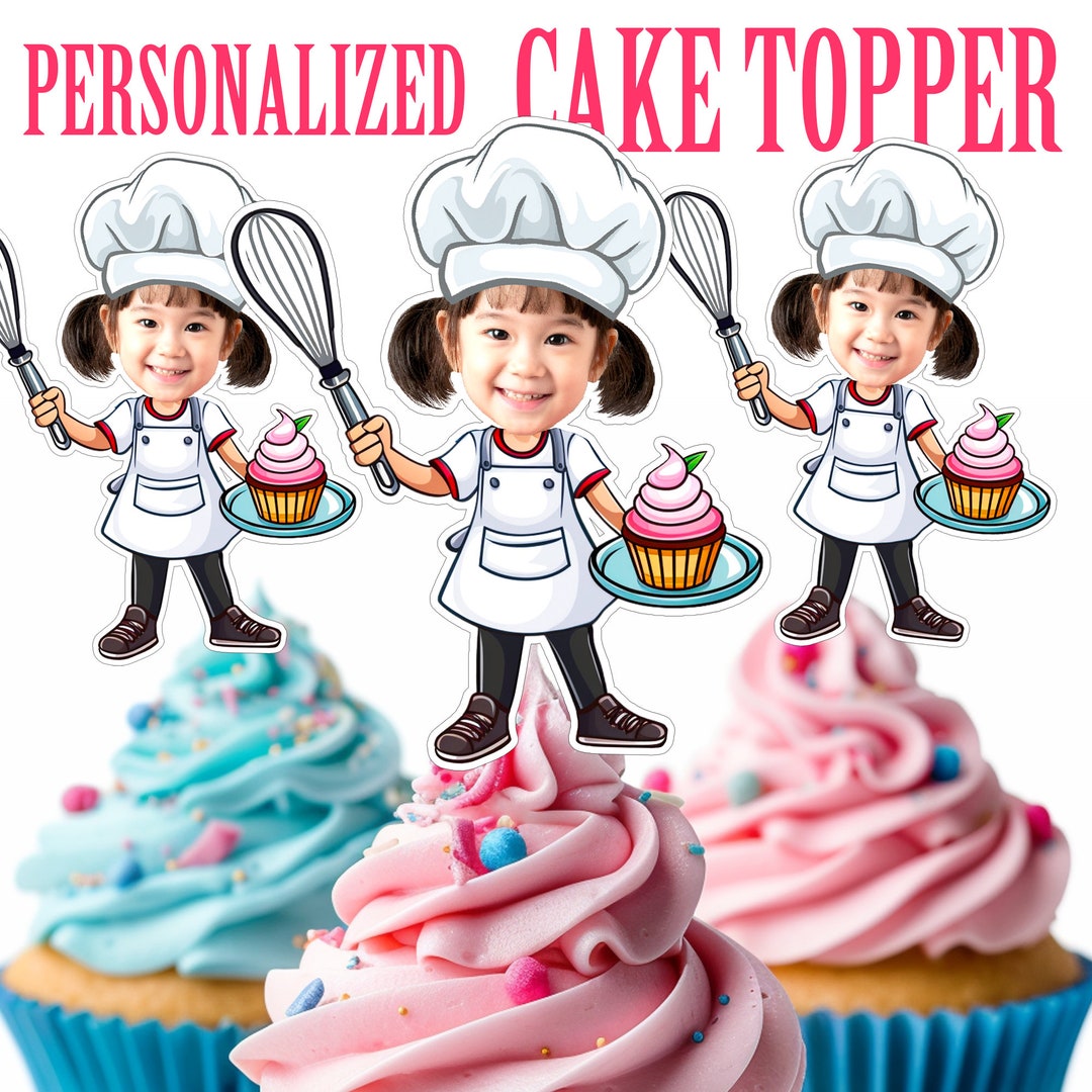 Chef Cupcake Topper, Personalized Chef Face Cupcake Topper, Printable ...