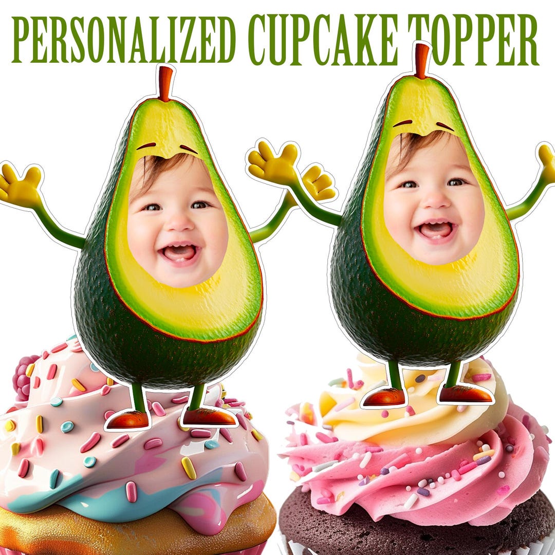 Avocado Cupcake Topper, Personalized Avocado Cupcake Topper, Printable ...