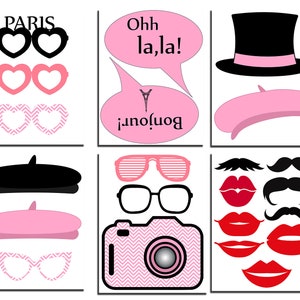 Paris Photo Booth Props: Printable Parisian Party Decorations (digital ...