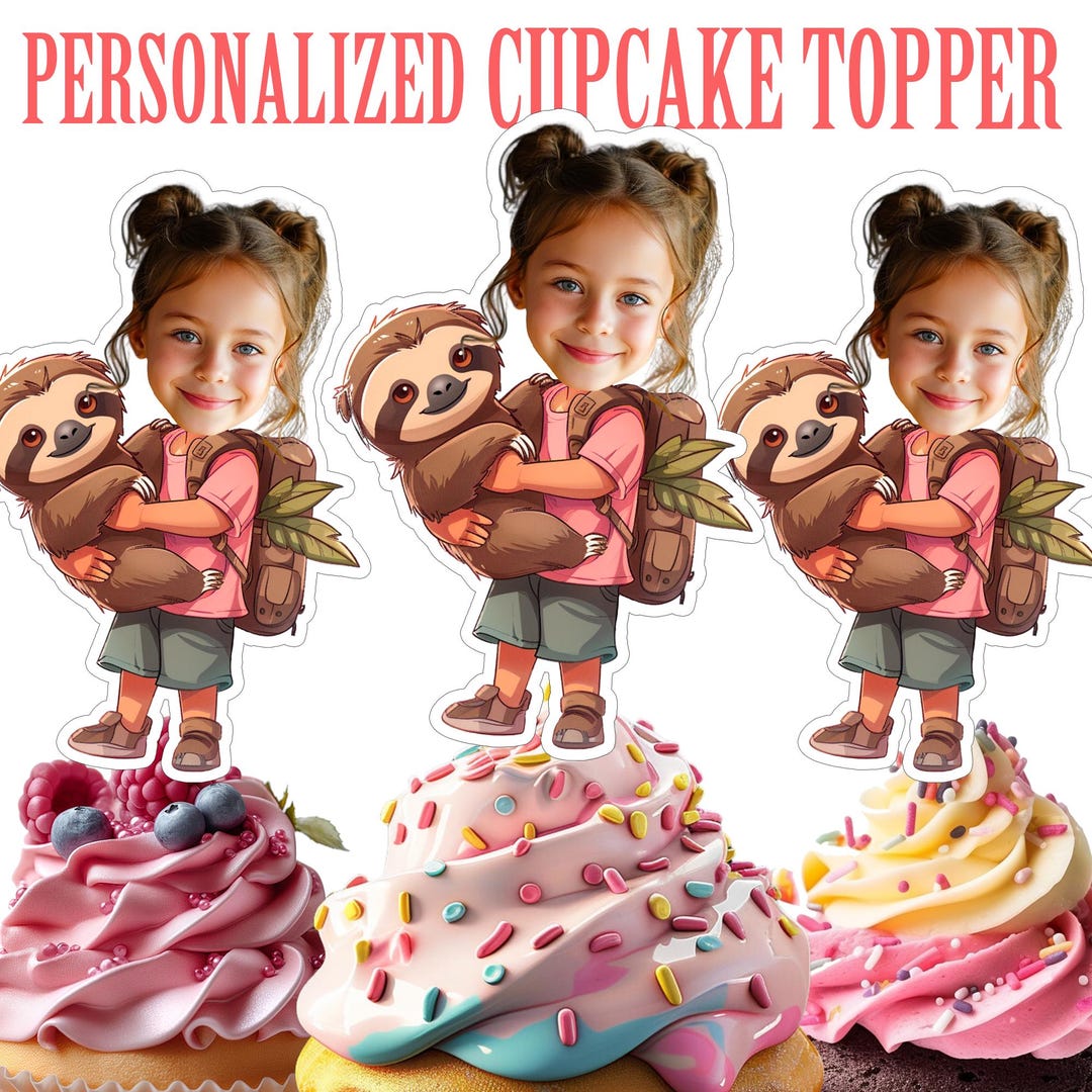 Sloth Cupcake Topper, Personalized Sloth Cupcake Topper, Printable ...