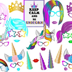 Unicorn Photo Booth Props: unicorn PARTY Props Unicorn Birthday,rainbow ...