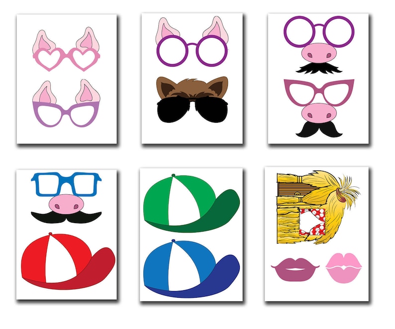 Three Little Pigs Photo Booth Props: Kids Birthday Party (digital ...