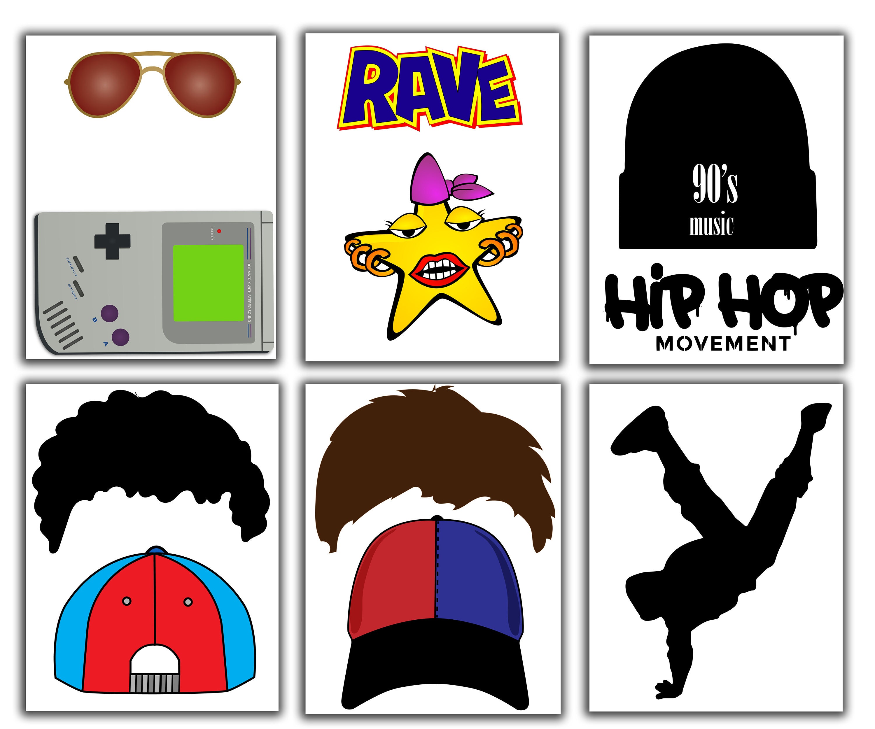 90s Party Photo Booth Props: Grunge Rave Theme (digital Download) - Etsy