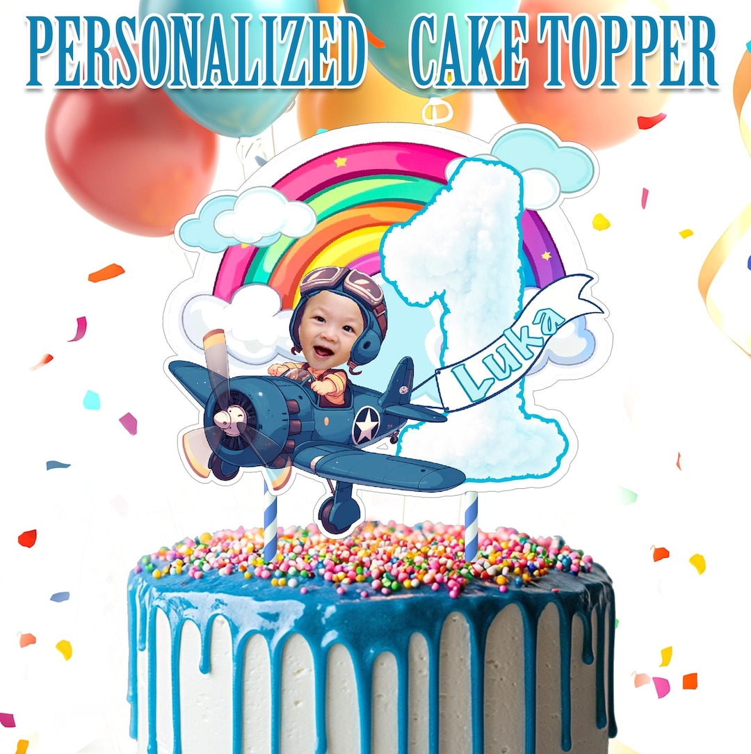 Pilot Birthday Cake Topper, Personalized Aviator Cake Topper, Printable ...