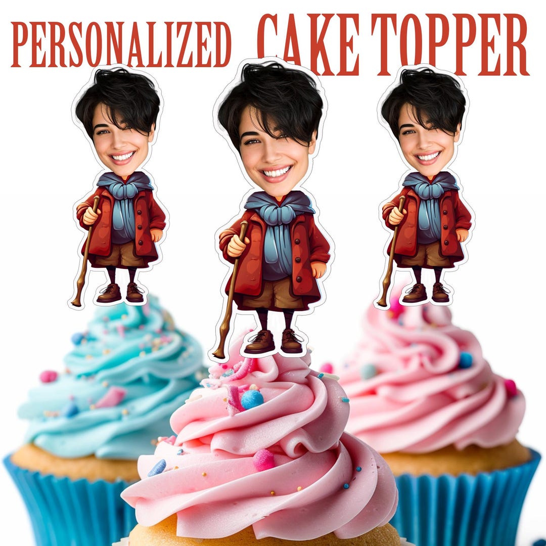 Old Lady Cupcake Topper, Personalized Old Lady Face Cupcake Topper ...