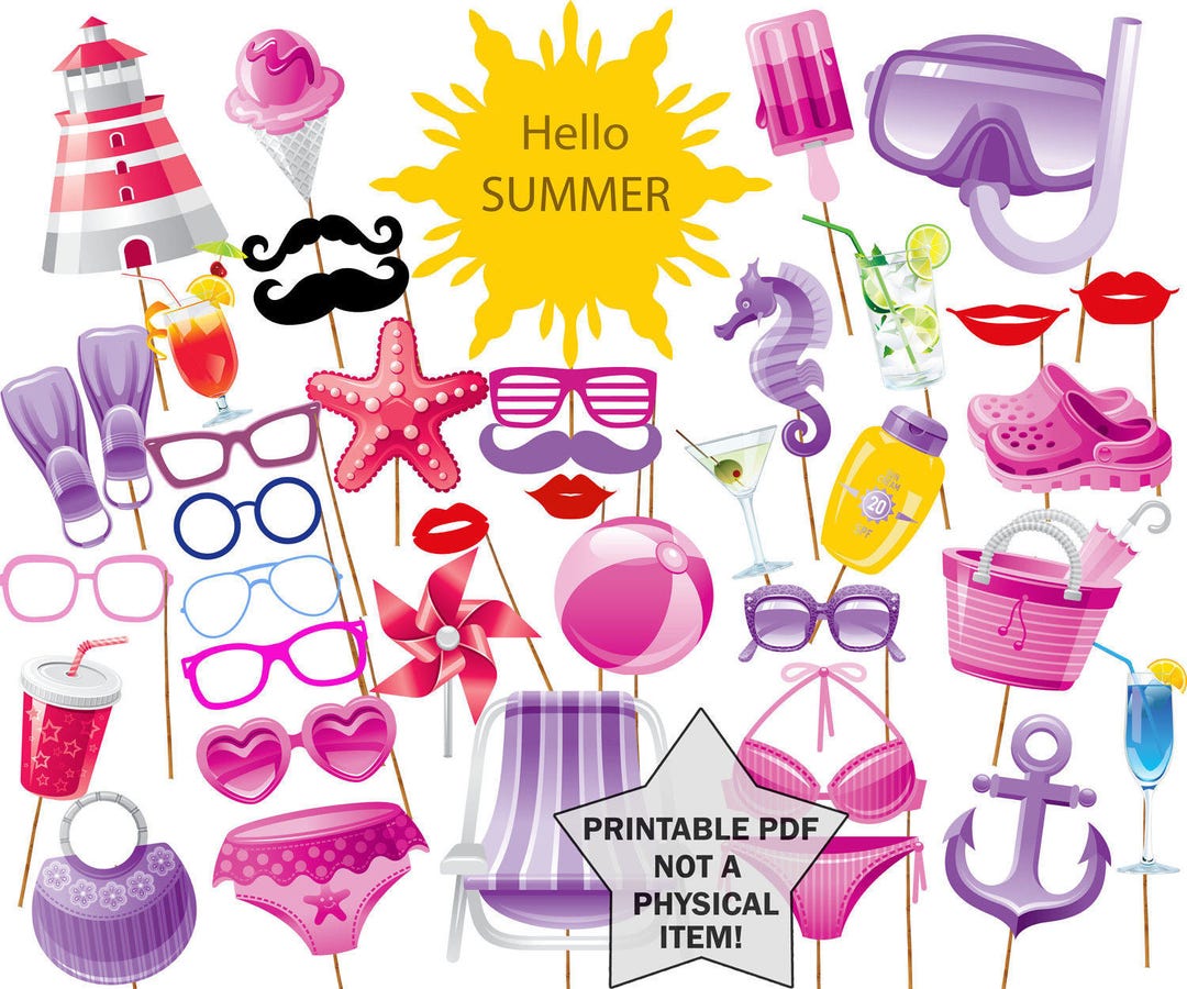 Printable Summer Party Photo Booth Props: beach PARTY - Etsy