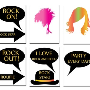 Rock Party Photo Booth Props: rock STAR Party Rock Party Props,music ...