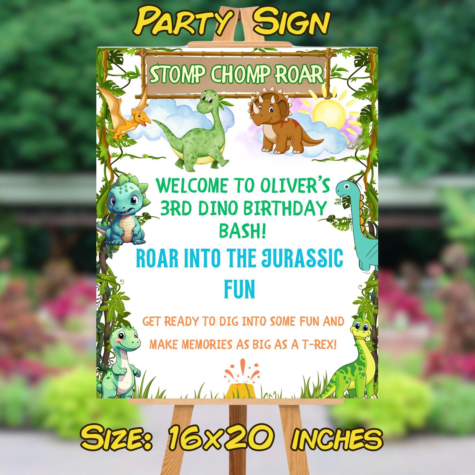 Editable Dinosaur Birthday Welcome Sign: T-rex Party Decoration ...
