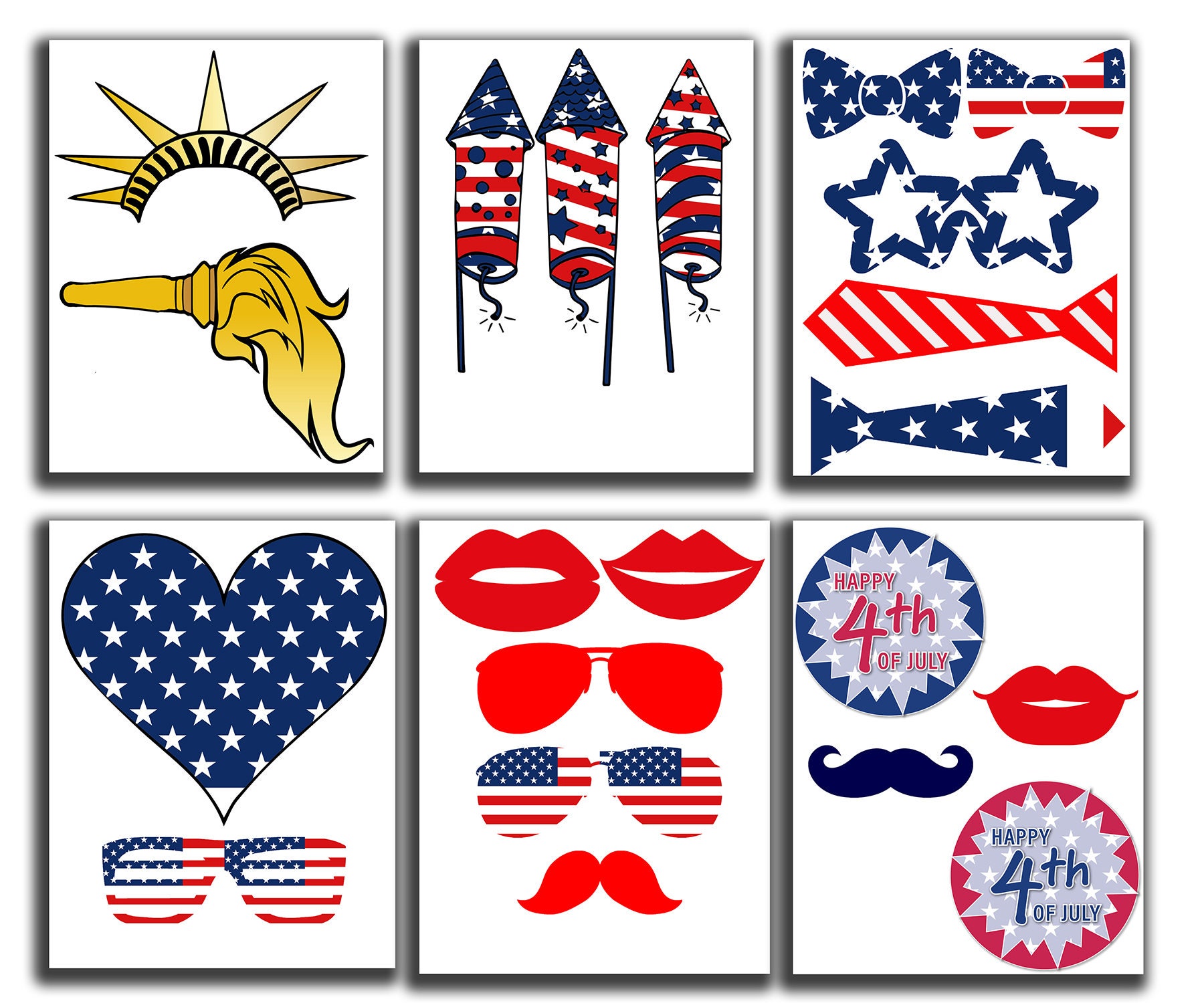 Printable 4th of July Photo Booth Props: independence DAY Props 4th of ...
