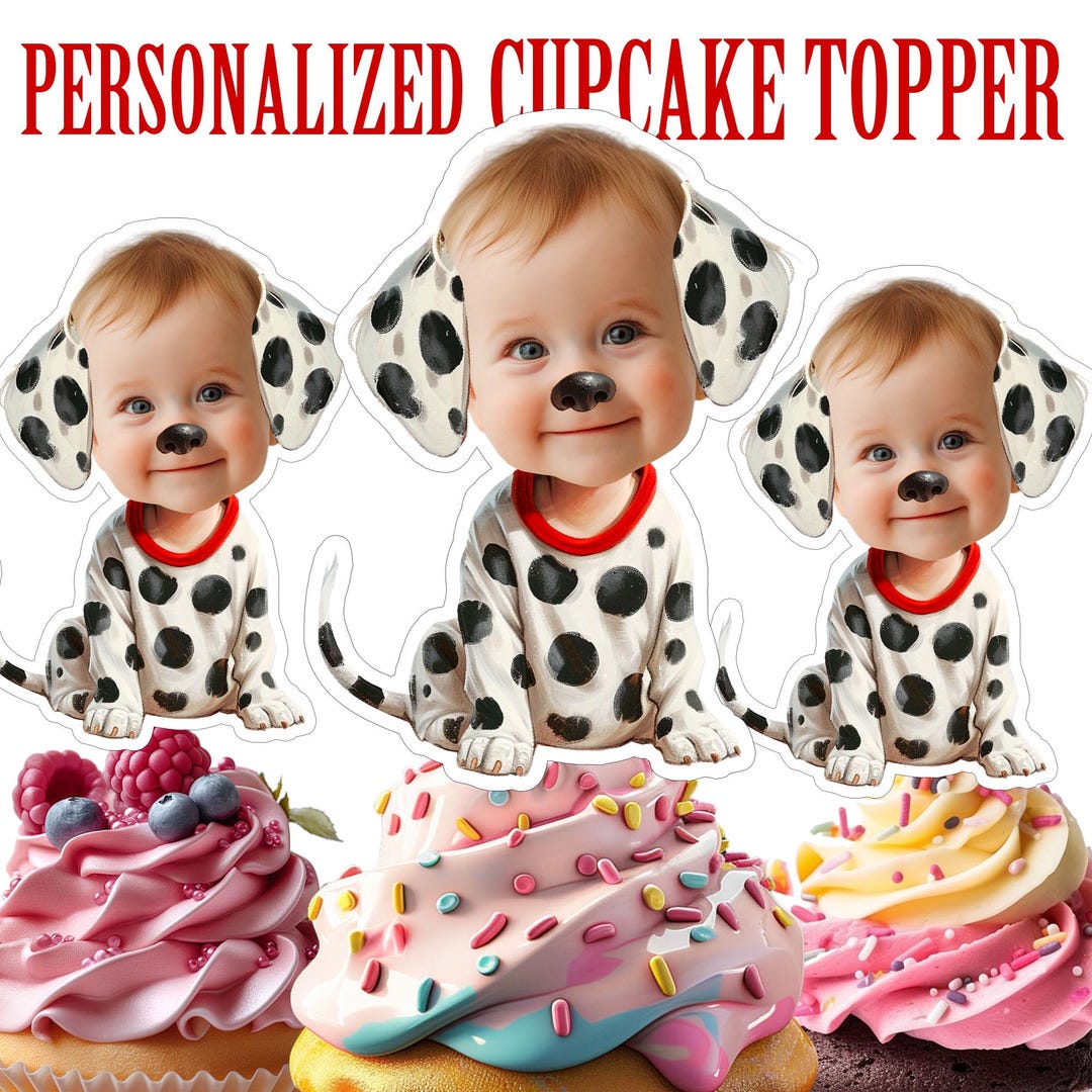 Dalmatian Cupcake Topper, Personalized Dalmatian Cupcake Topper ...