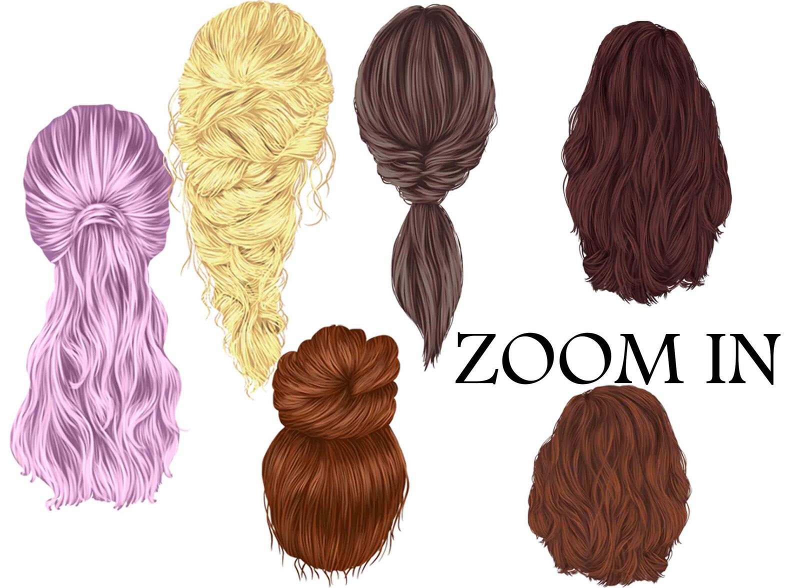 Hairstyles Clipart, Girls Hair Clipart, Hair Clip Art, Womans Hair ...