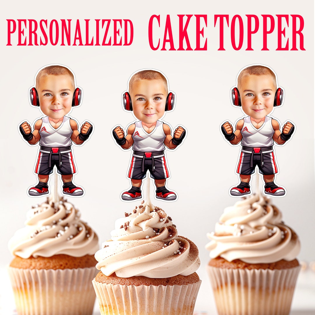 MMA Fighter Cupcake Topper, Personalized Boxer Face Cake Topper ...