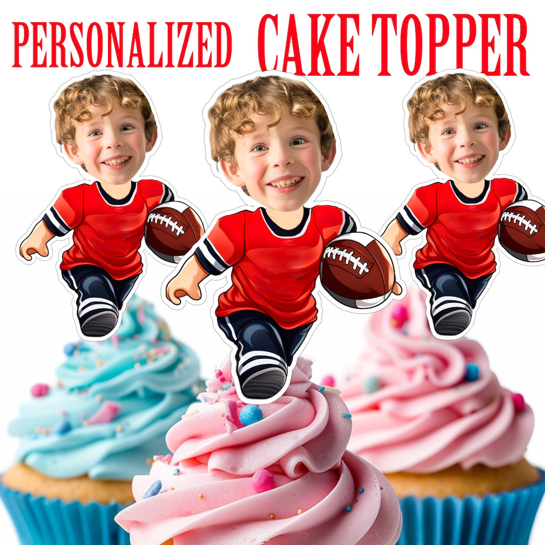 Football Cupcake Topper, Personalized Football Face Cupcake Topper ...