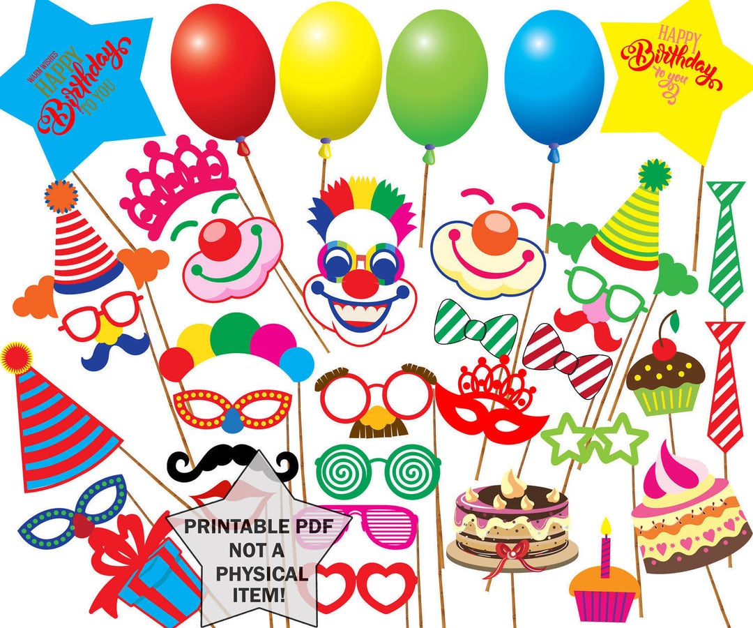 Birthday Party Photo Booth Props: printable Props Kids Party Props ...