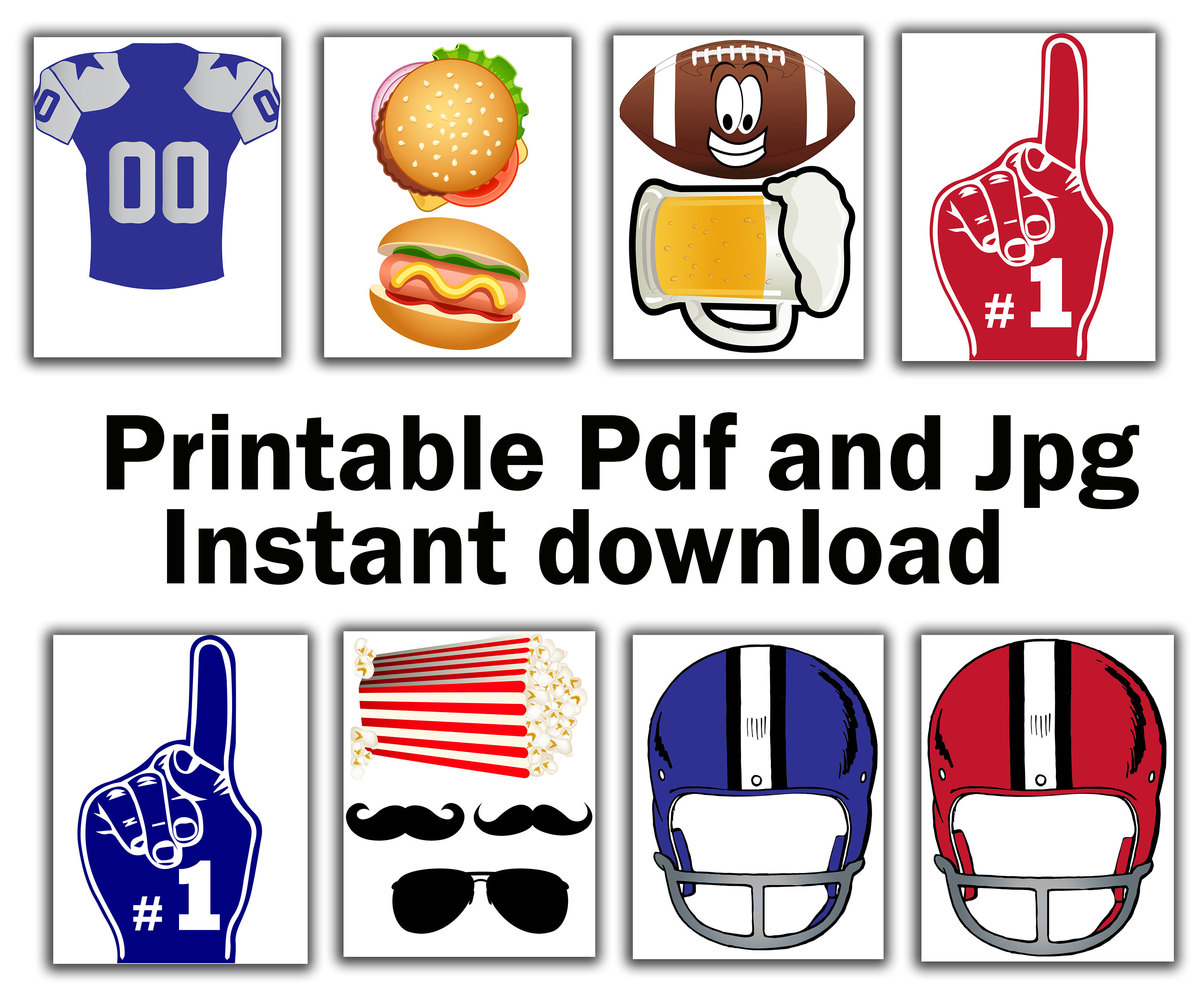 Football Photo Booth Props: super BOWL Party Sports Photobooth,football ...