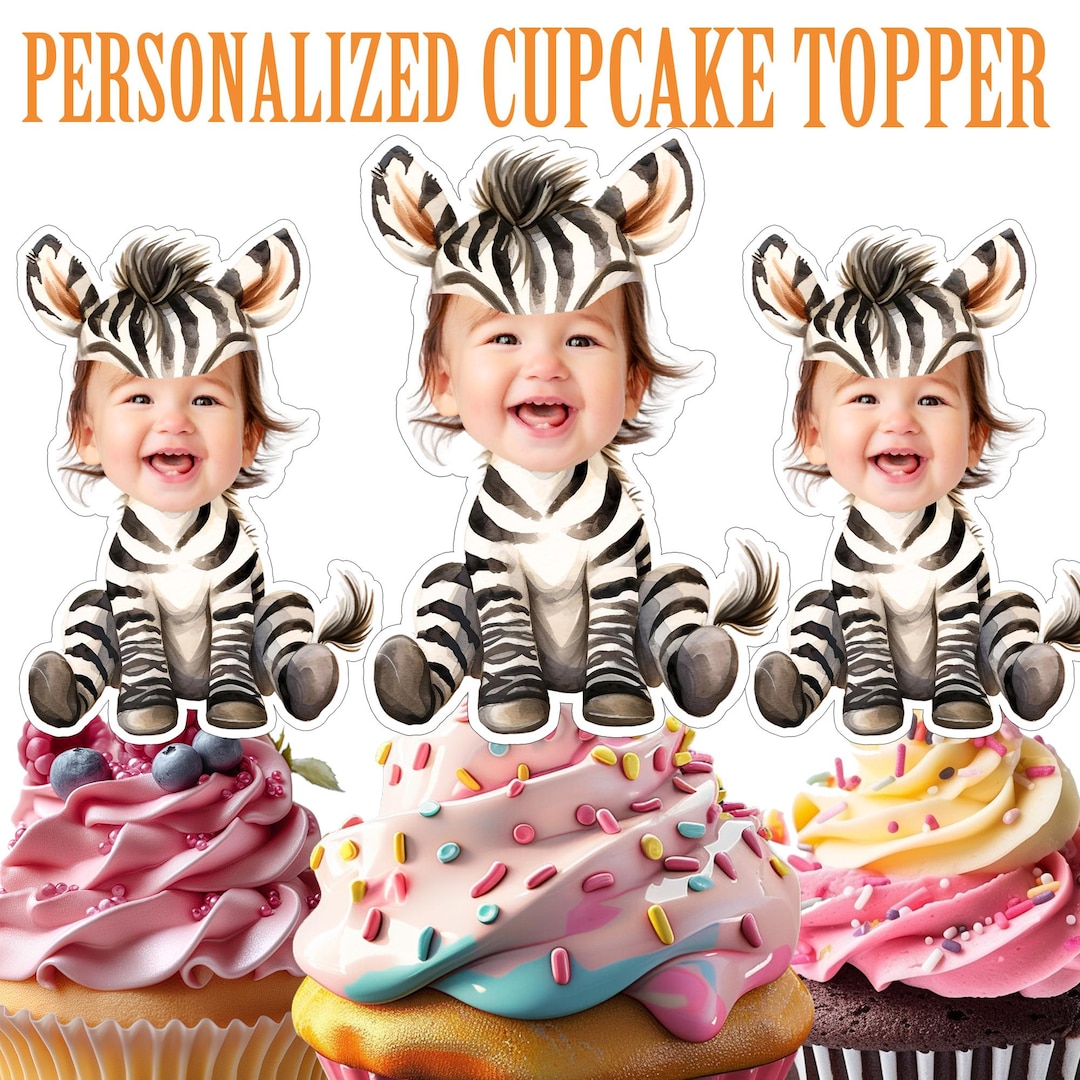 Zebra Cupcake Topper, Personalized Zebra Cupcake Topper, Printable ...