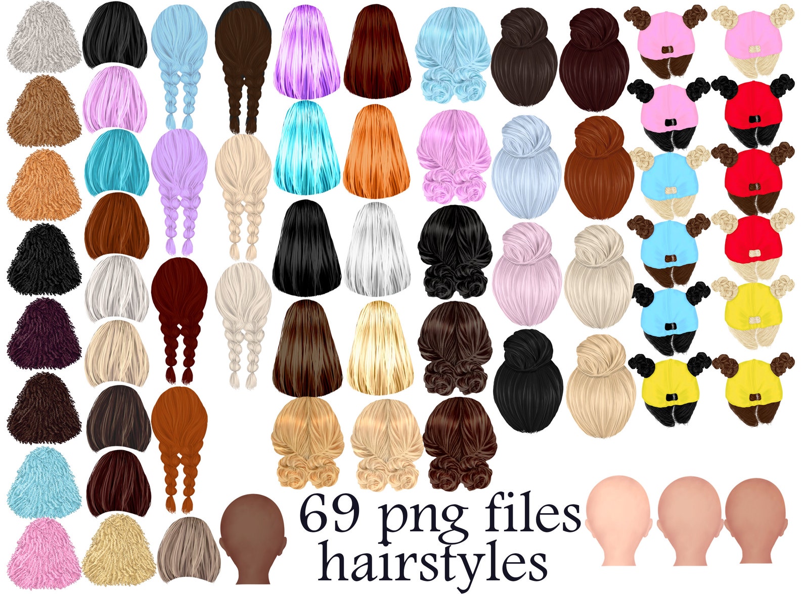 Hairstyles Clipart, Girls Hair Clipart, Hair Clip Art, Womans Hair ...