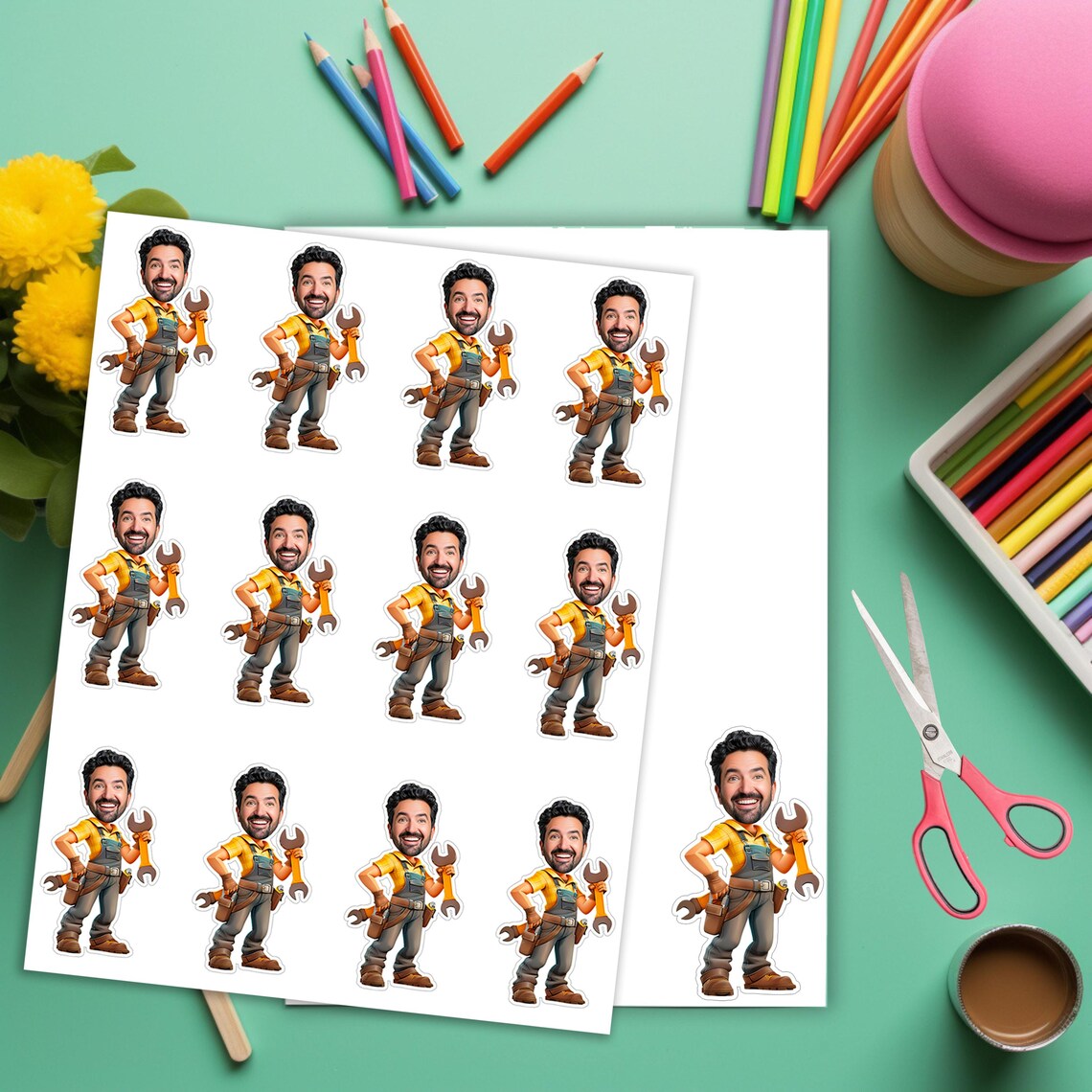 Worker Cupcake Topper Personalized Housebuilder Face Cupcake Topper ...