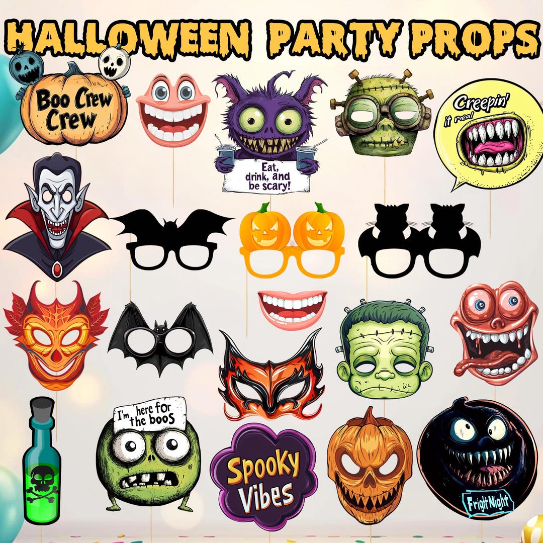 Halloween Party Photo Booth Props: "halloween Masks" Printable Masks ...