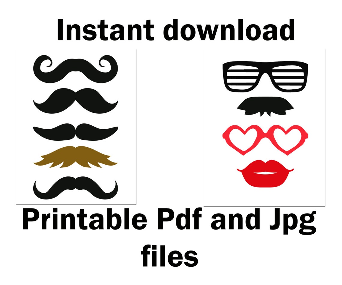 Photo Booth Props Printable Props Printable Mustache Photo Booth Props ...