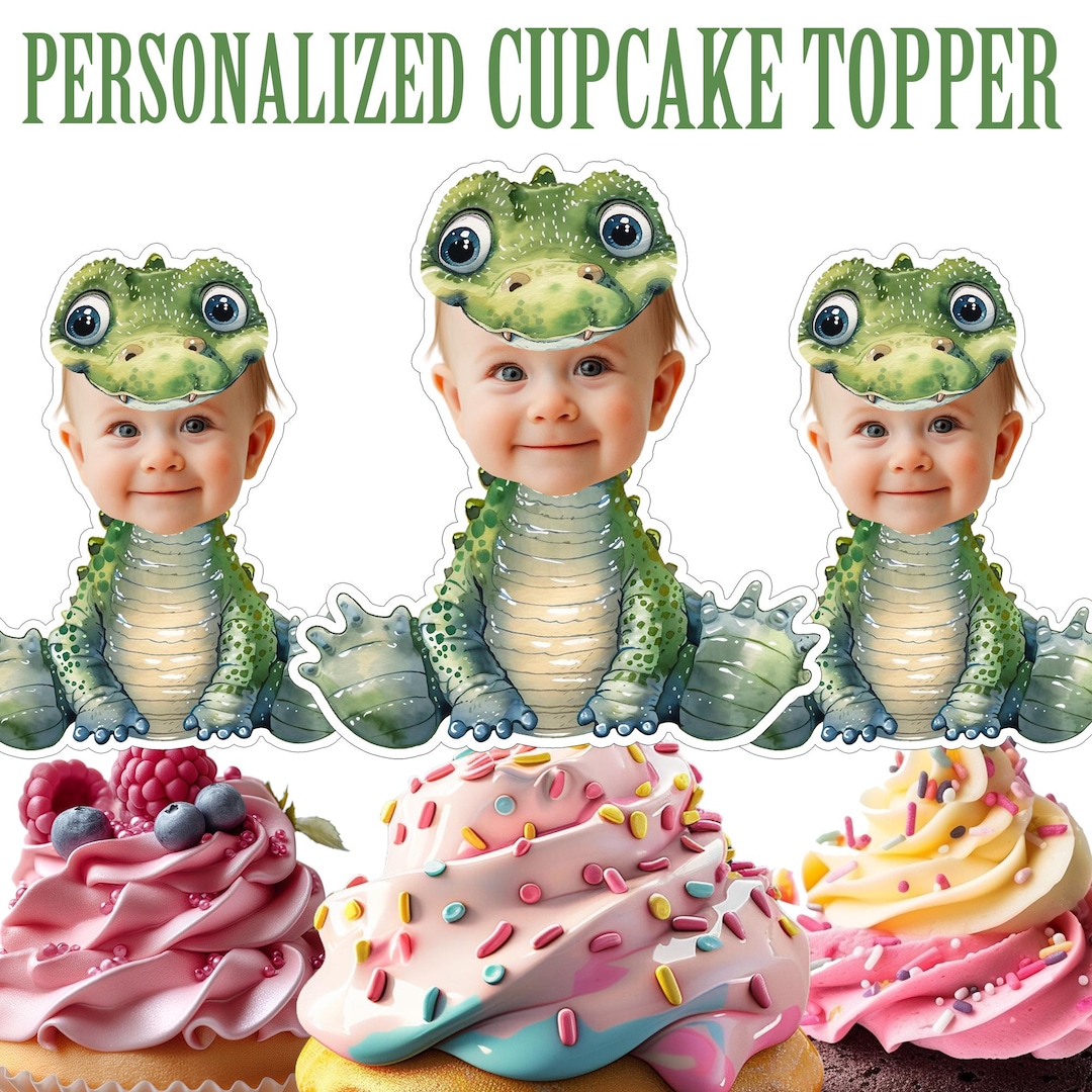 Crocodile Cupcake Topper, Personalized Croco Cupcake Topper, Printable ...