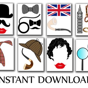 Sherlock Holmes Photo Booth Props: detectives PHOTO Booth Clue Birthday ...