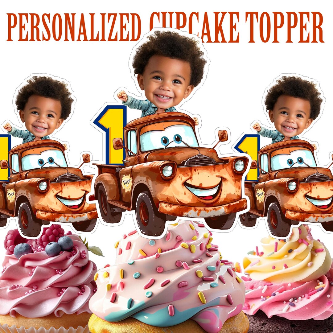 Personalized Cars Birthday Cupcake Topper: Custom Photo (digital File ...