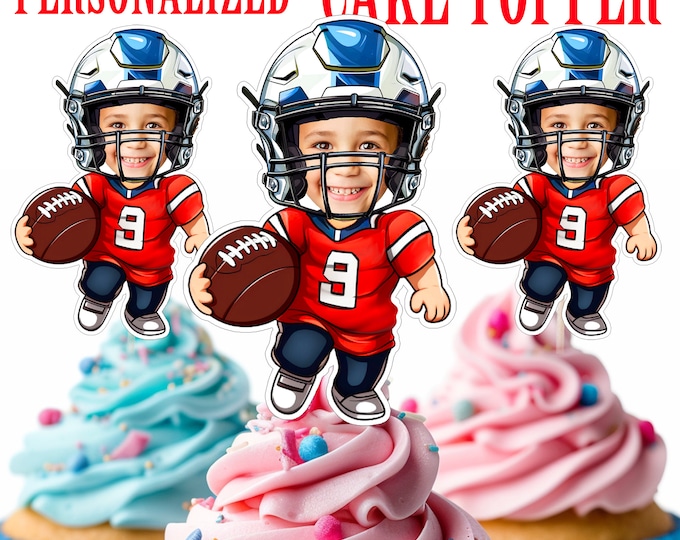 Custom Football Player Cupcake Topper, Custom Photo Topper, American ...