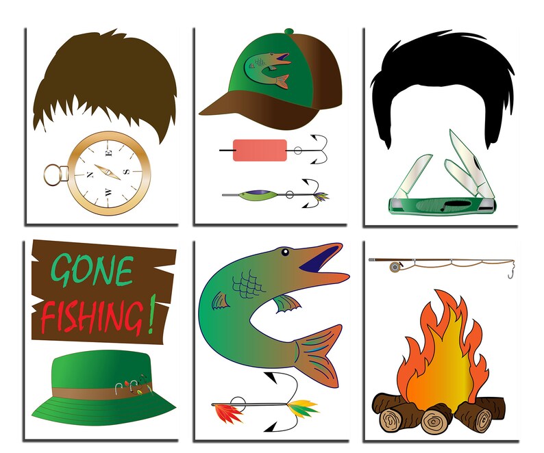 Fishing Photo Booth Prop: fishing PARTY Props Printable Fishing Photo ...