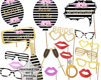Printable Bridal Shower Photo Booth Props Bride Photobooth | Etsy