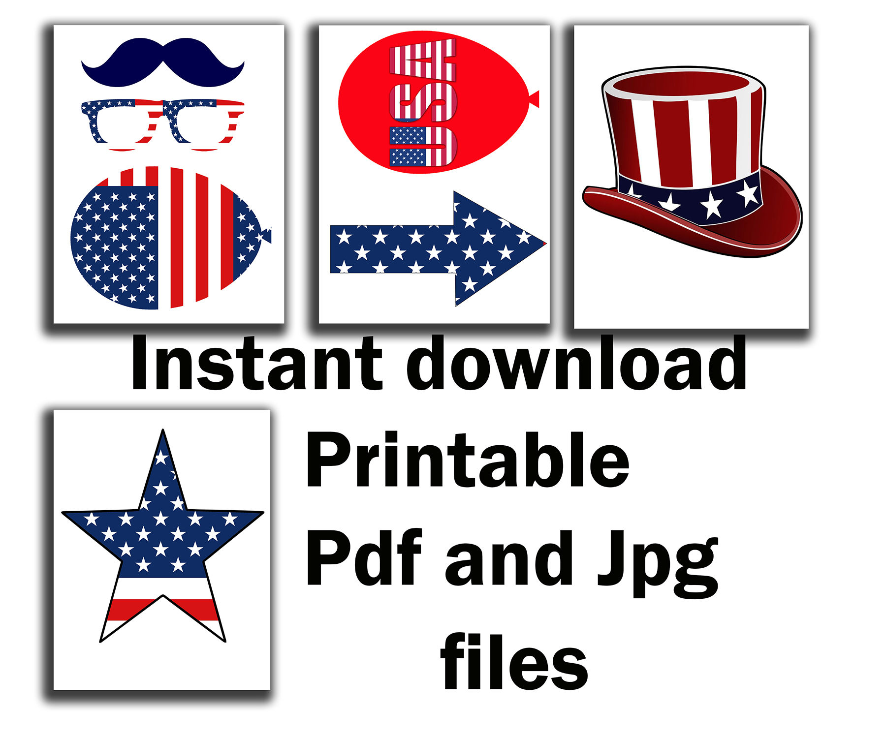 Printable 4th of July Photo Booth Props: independence DAY Props 4th of ...