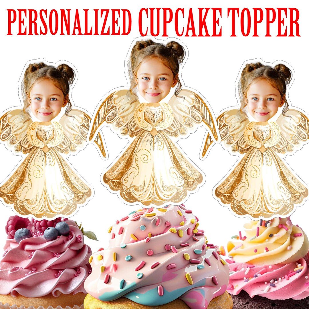 Christmas Angel Cupcake Toppers, Personalized Angel Cupcake Topper Set ...