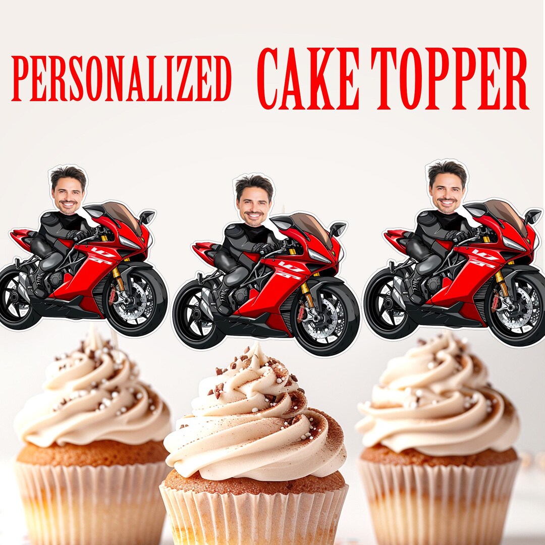 Personalized Motorcycle Rider Face Cupcake Topper (digital File) - Etsy
