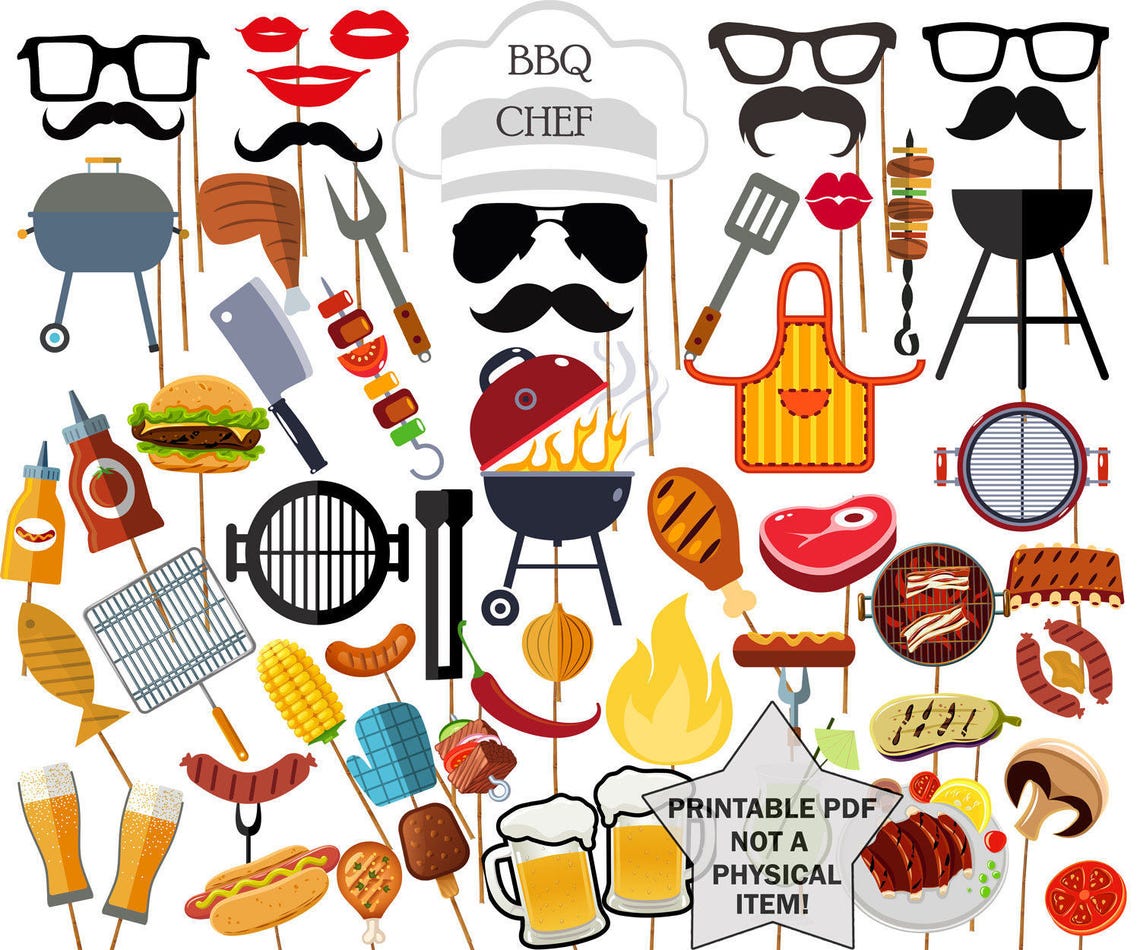 BBQ Party Photo Booth Prop: party Props Barbecue Party Props Party ...